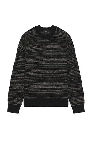 Vince Marled Stripe Long Sleeve Crew - Black & Medium Heather Grey
