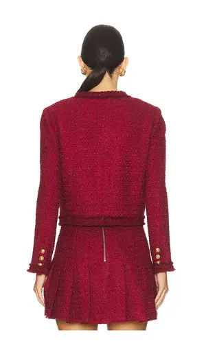 Alice + Olivia Landon Cropped Boxy Tweed Jacket