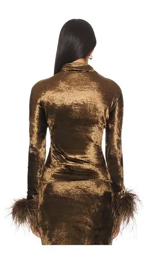 Lapointe Velvet Dolman Top With Ostrich Feather Detail