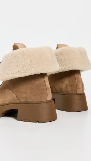 COACH Leah Platform Suede Shearling Booties