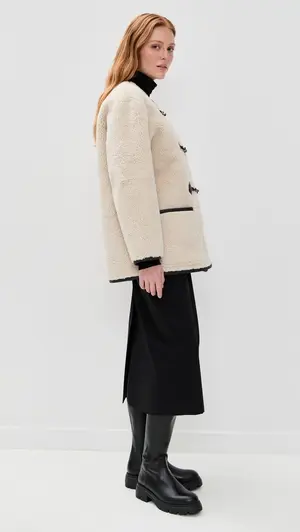 DUNST Collarless Shearling Jacket