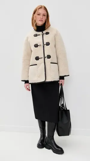 DUNST Collarless Shearling Jacket
