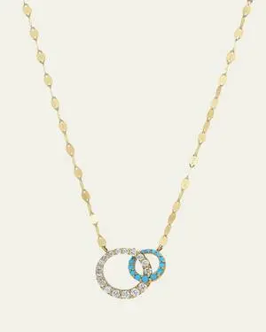 Lana Jewelry Interlocking Cusp Diamond And Turquoise Necklace - Yellowgold