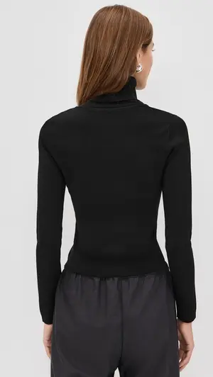 LE BOP Trompe L'oeil Layered Knit Turtleneck - Black