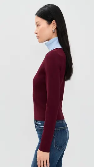 LE BOP Layered Turtleneck Top - Burgundy/light Blue