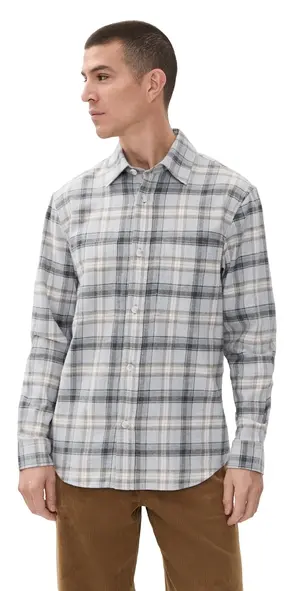 BOSS C-owen Flannel Button Down Shirt - Medium Grey