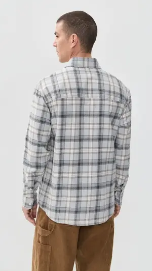 BOSS C-owen Flannel Button Down Shirt - Medium Grey
