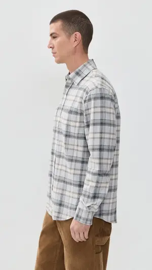 BOSS C-owen Flannel Button Down Shirt - Medium Grey