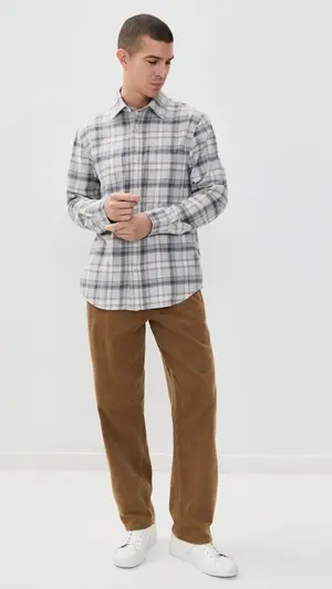 BOSS C-owen Flannel Button Down Shirt - Medium Grey