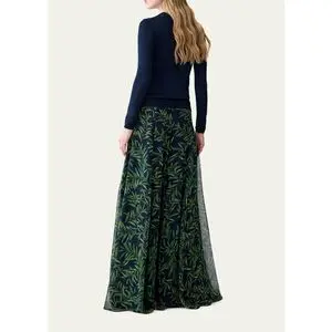 Carolina Herrera Olive Branch Embroidered Sweater