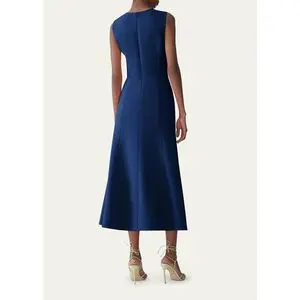 Carolina Herrera Floral Embroidered Sleeveless Midi Dress