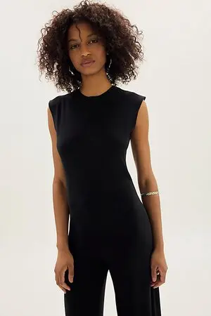 Norma Kamali Sleeveless Muscle-cut Wide-leg Jumpsuit