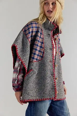 COPPELIA Evermore Plaid Poncho