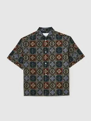 LES DEUX Cotton Tile-embroidery Shirt