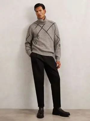 REISS Links Wool-blend Argyle Jumper