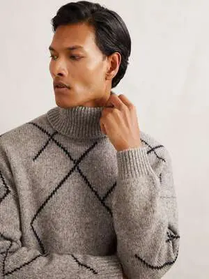 REISS Links Wool-blend Argyle Jumper