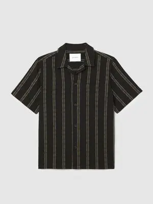 LES DEUX Cotton Textured Stripe Shirt