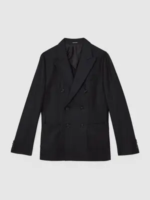 REISS Wool-flannel Double-breasted Blazer Tailored-fit