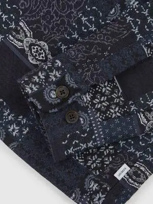 LES DEUX Jacquard Denim Overshirt