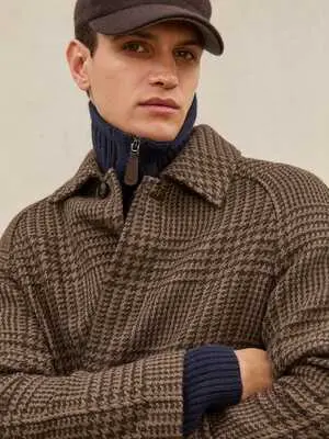 REISS Atelier Wool Check Raglan Overcoat