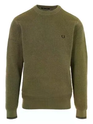 Fred Perry Textured-knit Logo-detail Sweater - Green