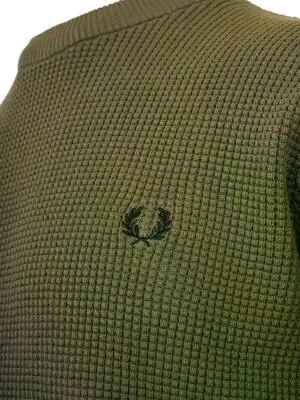 Fred Perry Textured-knit Logo-detail Sweater - Green