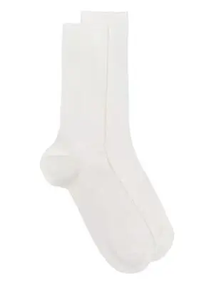 Sunspel Ribbed Knit Ankle Socks - White