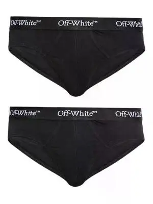 Off-White Logo-waistband Cotton Briefs - Black
