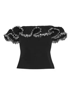 ROTATE BY BIRGER CHRISTENSEN Off-shoulder Embellished Ruffle Top