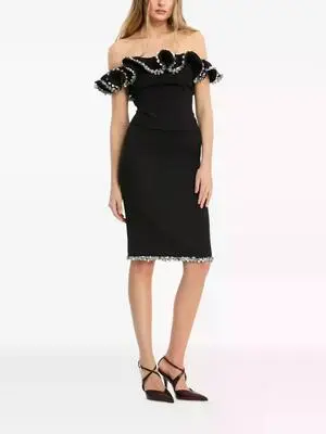 ROTATE BY BIRGER CHRISTENSEN Off-shoulder Embellished Ruffle Top