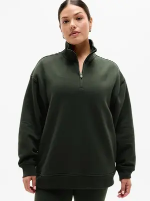 Athleta Forever Fleece 1/4 Zip Sweatshirt - Elm