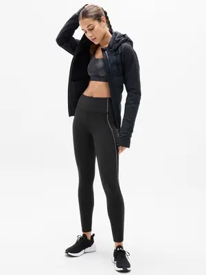 Athleta Rainier High Rise Reflective Stripe Legging - Black/reflective Stripe