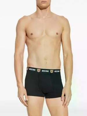 Moschino Logo Teddy-detail Cotton Boxers - Black