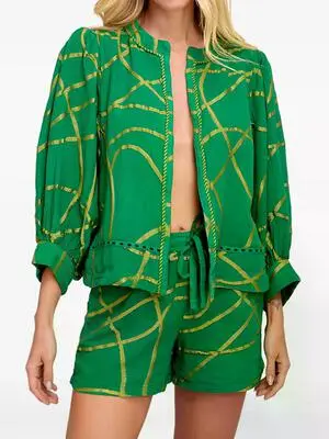 PEARL & CAVIAR Zakar Shrug Jacket With Gathered Sleeves And Scalloped Hem
