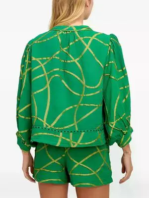 PEARL & CAVIAR Zakar Shrug Jacket With Gathered Sleeves And Scalloped Hem