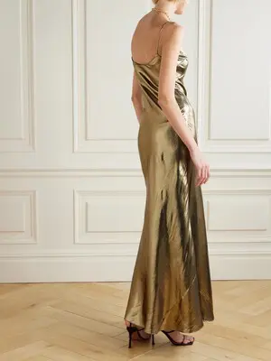 SELF-PORTRAIT Satin Maxi Dresss - Gold