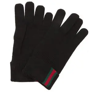 Gucci Web Trimmed Gloves - Black