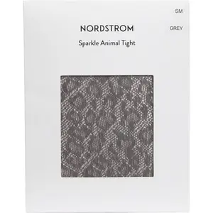 Nordstrom Animal Print Mesh Tights - Grey Thunderstorm