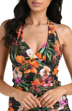 La Blanca Tropical Halter Tankini - Tropical Multi