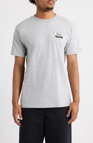 Brixton Linwood Logo Graphic T-shirt - Heather Grey/black/white