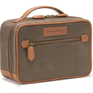 Johnston & Murphy Antiqued Cotton & Leather Dopp Kit - Brown Antique Cotton
