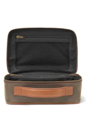 Johnston & Murphy Antiqued Cotton & Leather Dopp Kit