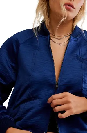 Free People Ellie Satin Bomber Jacket