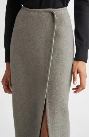 RIER Walker Wool Fleece Wrap Midi Skirt