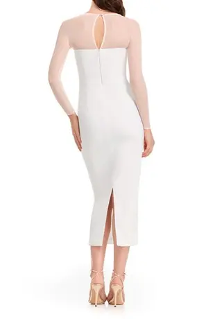 Dress The Population Maxine Long Sleeve Midi Dress - White