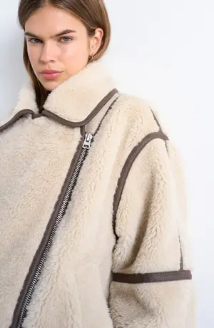 Topshop Faux Shearling Aviator Jacket