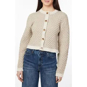 Habitual Crewneck Crop Cardigan - Oatmeal Heather Combo