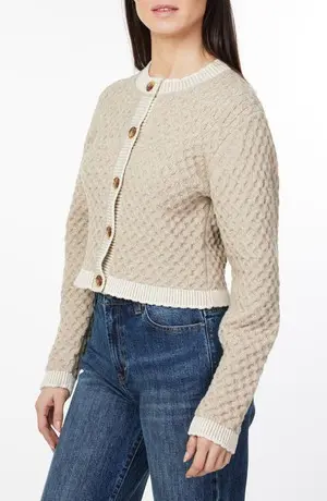 Habitual Crewneck Crop Cardigan - Oatmeal Heather Combo