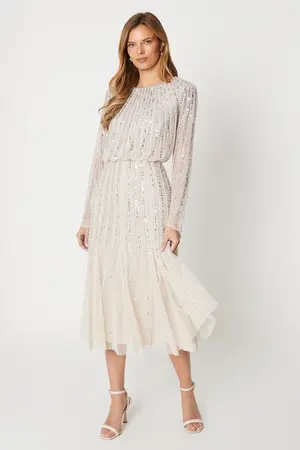 Coast Sequin Long Sleeve Midi Dress