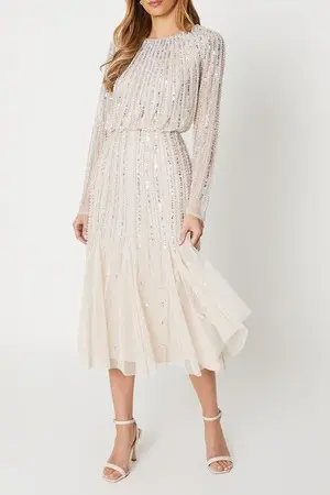 Coast Sequin Long Sleeve Midi Dress